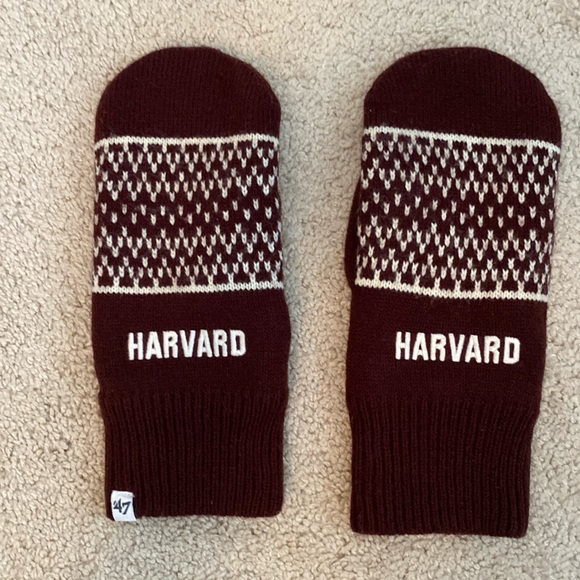 47 | Accessories | 47 Brand Harvard Mens Mittens Burgundy Euc | Poshmark